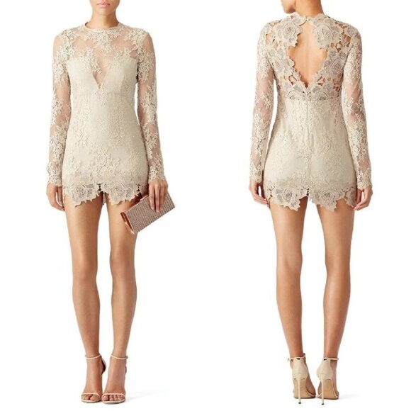 SAYLOR | Dresses | Saylor Nude Beige Floral Illusion Mini Dress 338 ...